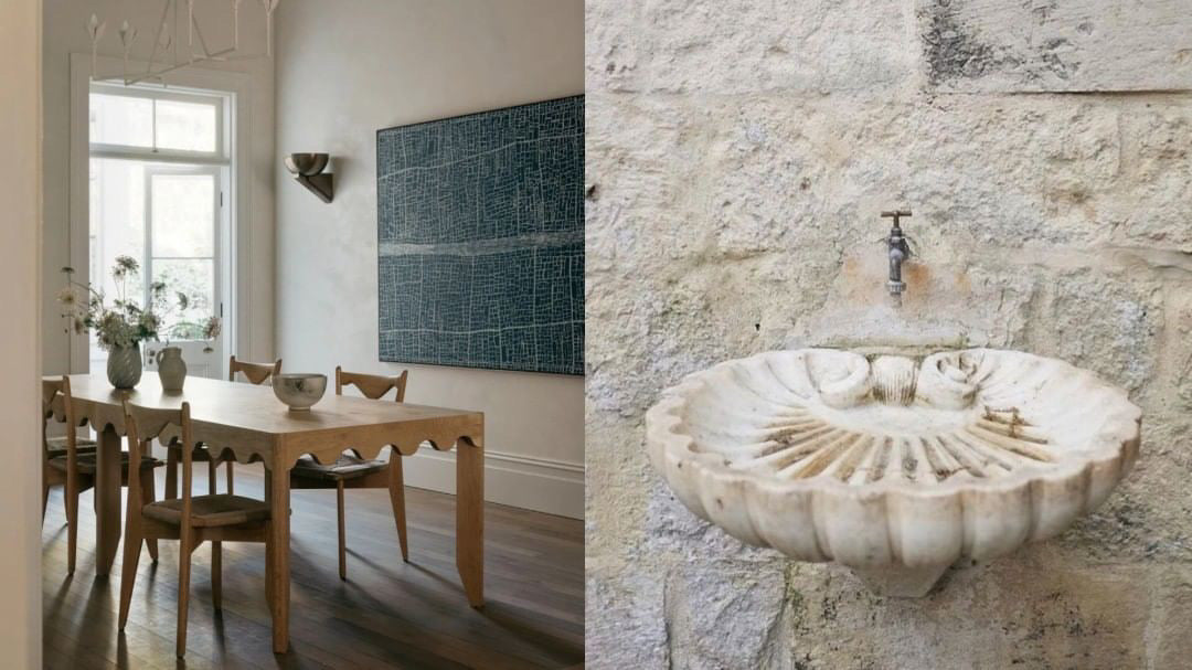 Lyre legs and a scalloped edges - our forever love of fluid forms ...